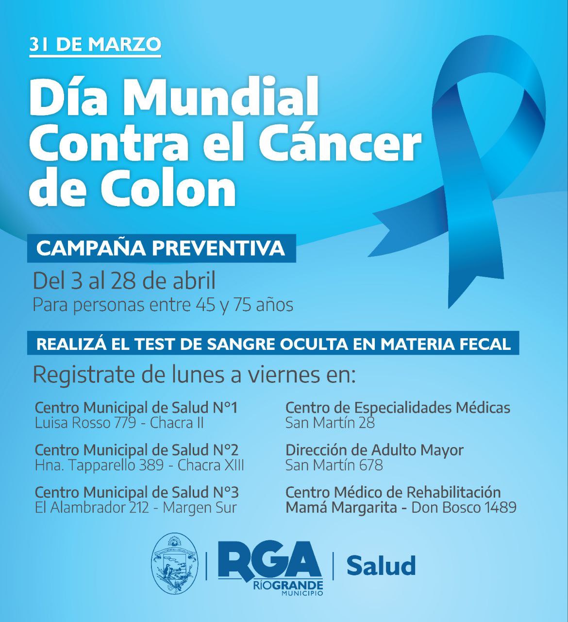El Municipio lanzó la campaña de prevención de cáncer de colon